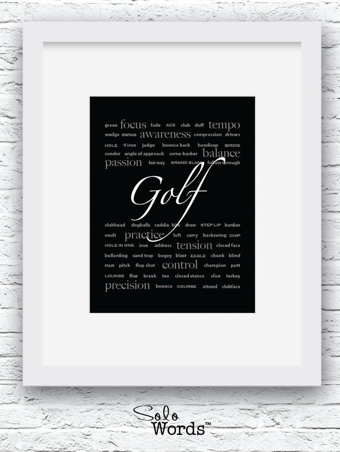 Golf Words Wall Art Printable, Black and White Art, Golf Typography ...