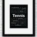 Tennis Words Wall Art Printable Black and White Art Sport - Etsy