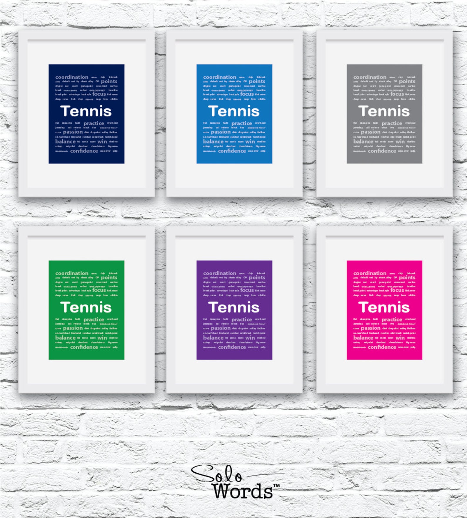 Tennis Words Wall Art Printable, Black and White Art, Sport Decor ...