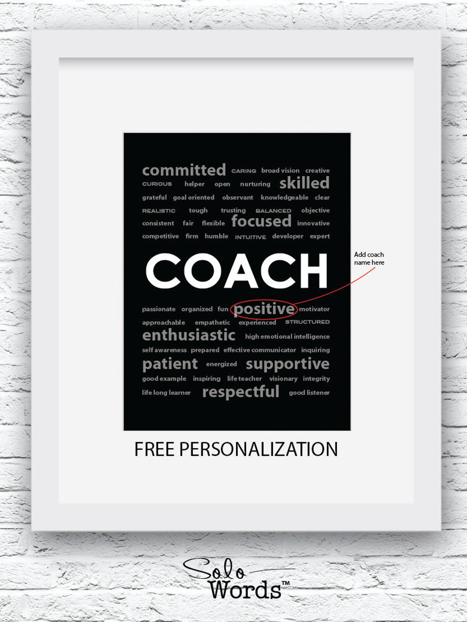Coach Gift Ideas, Sports Coach Gift, Free Personalization, Coach Print ...