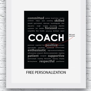 Coach Gift Ideas, Sports Coach Gift, Free Personalization, Coach Print ...