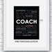 Coach Gift Ideas, Sports Coach Gift, Free Personalization, Coach Print ...