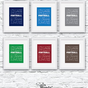 Football Words Wall Art Printable, Black and White Art, Sport Decor ...