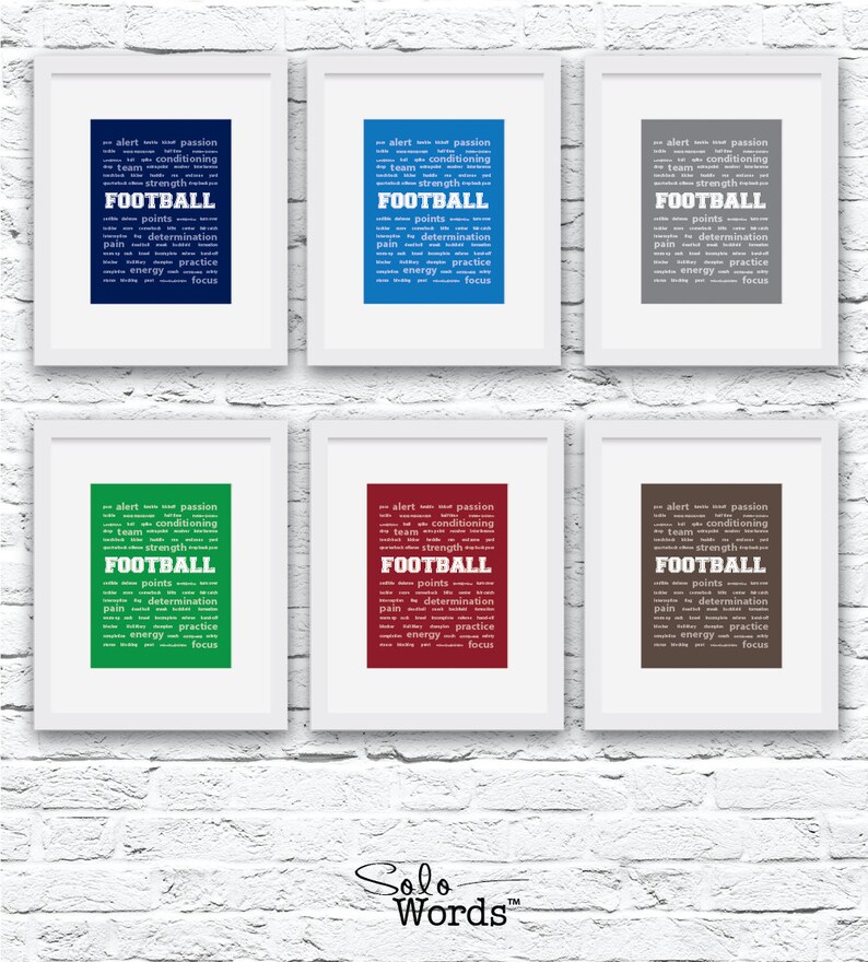 Football Words Wall Art Printable Black and White Art Sport | Etsy