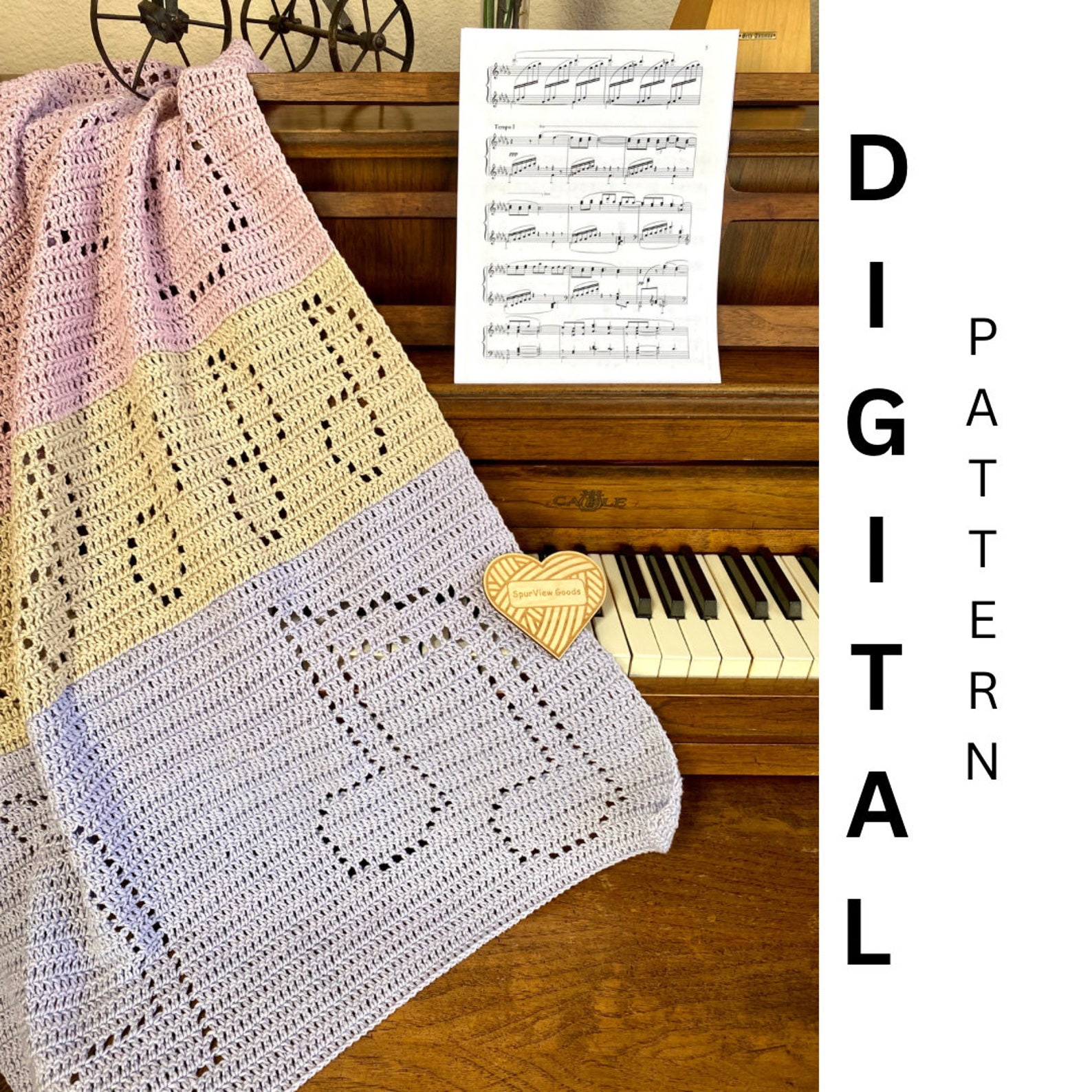 Pattern for Aria Music Note Filet Crochet Blanket - Etsy