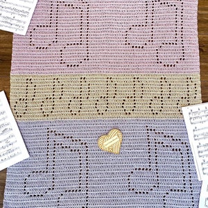Pattern for Aria Music Note Filet Crochet Blanket - Etsy