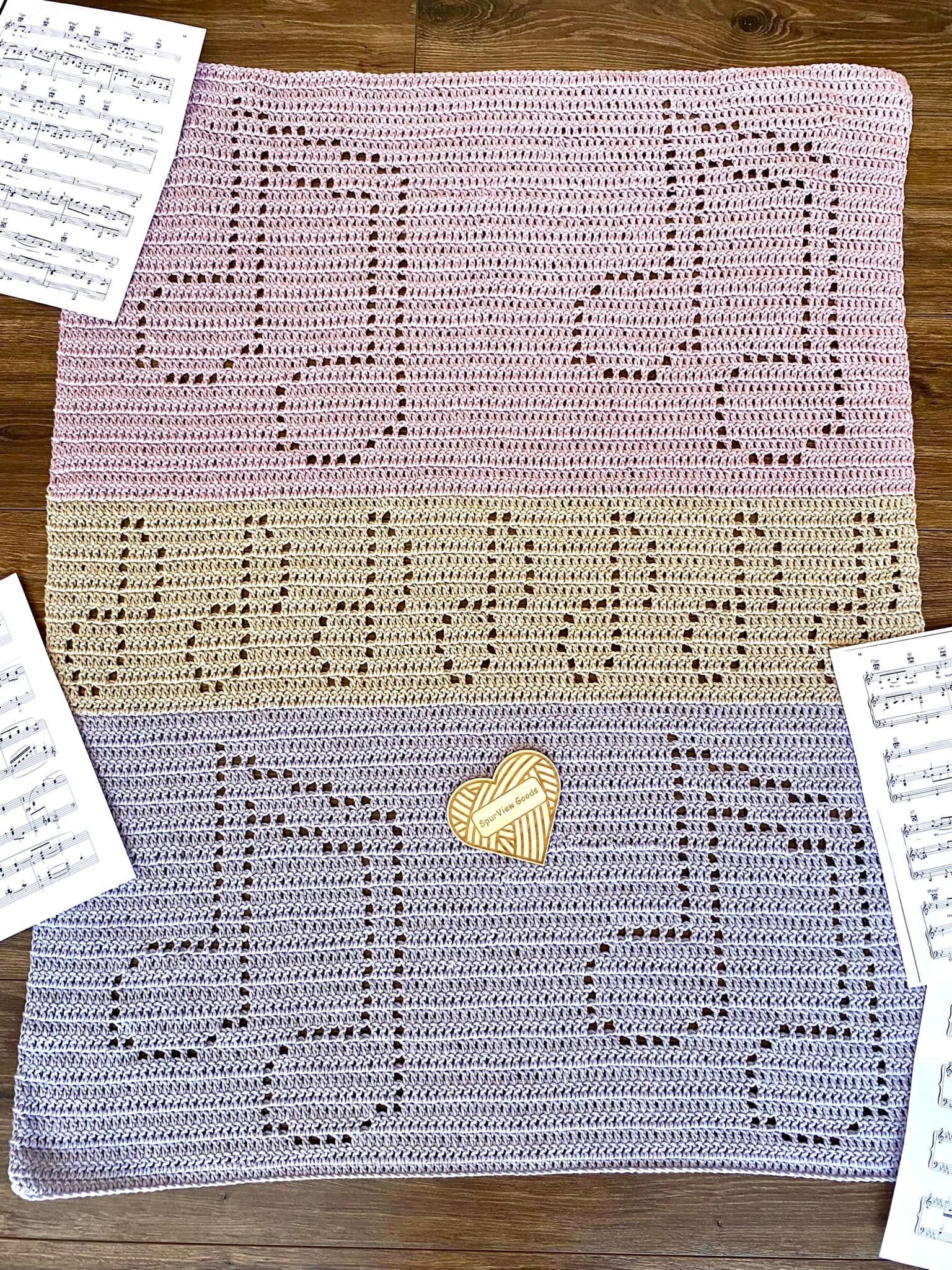 Pattern for Aria Music Note Filet Crochet Blanket - Etsy