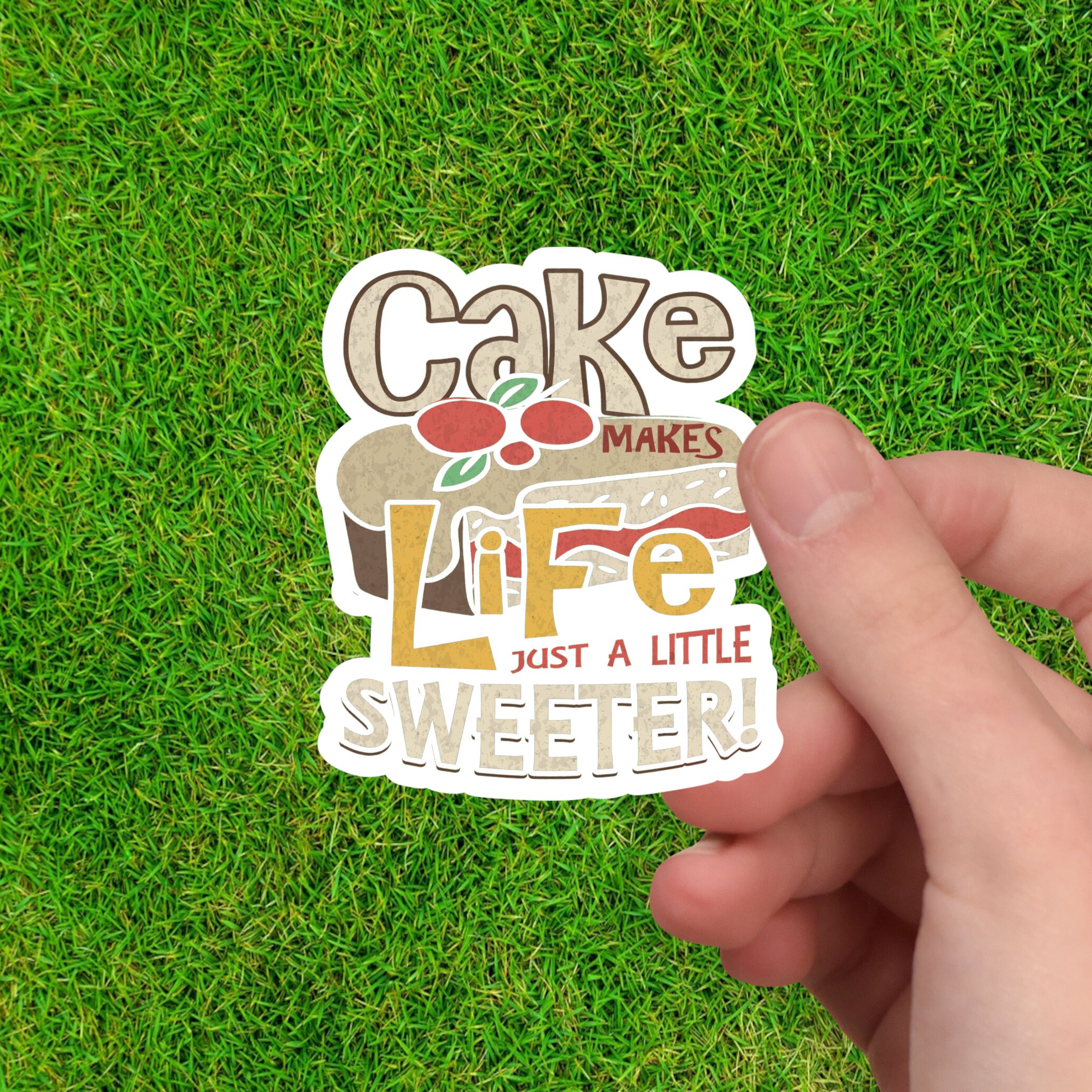 Cake Makes Life Sweeter Sticker - Waterproof Vinyl Decal - Etsy