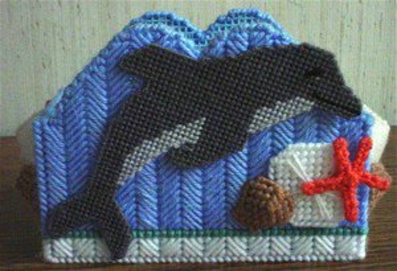 Plastic Canvas Patterns | Dancing Dolphin Napkin Holder | Plastic ...