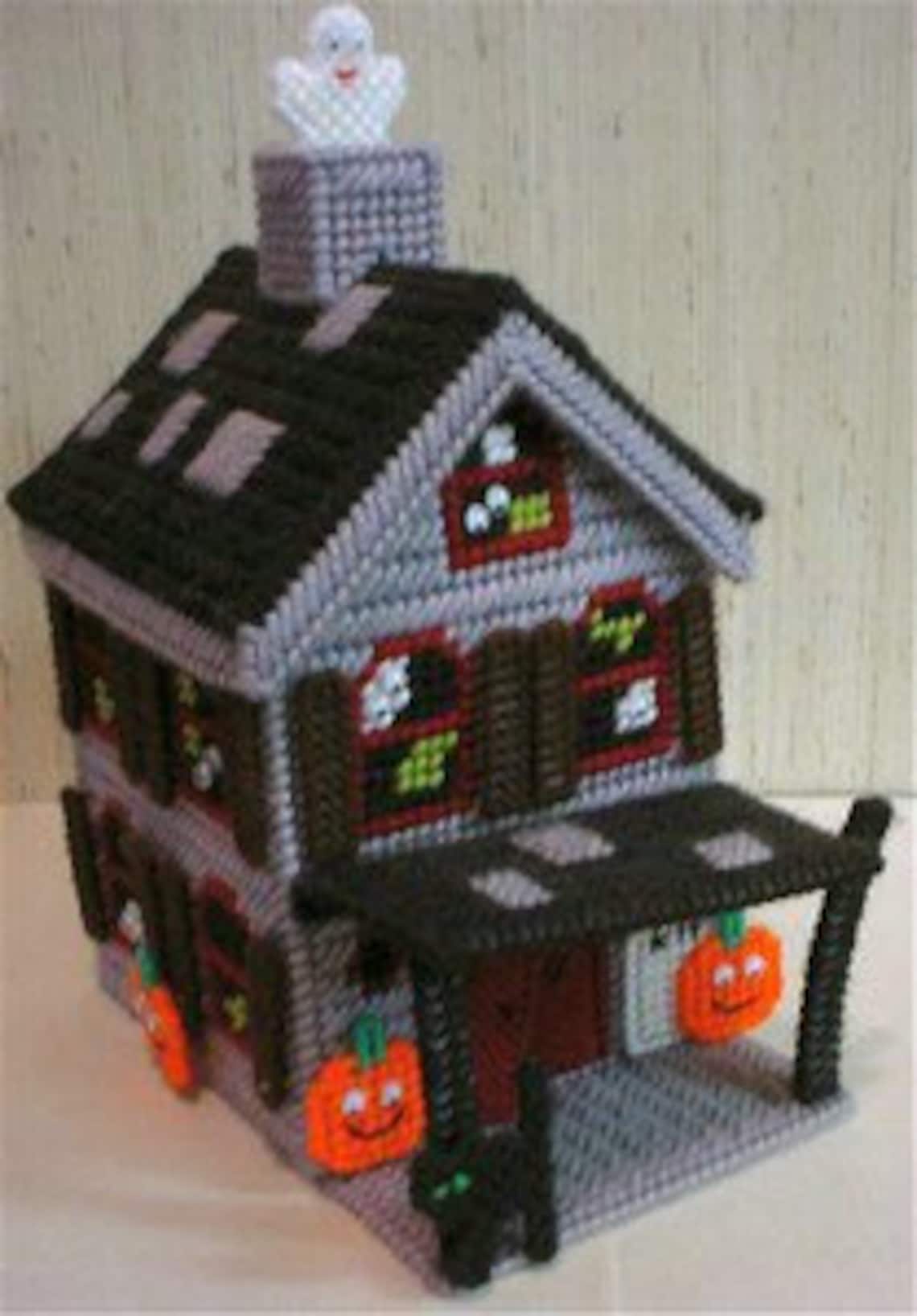 Halloween Time Haunted House | Plastic Canvas Pattern | Plastic Canvas ...