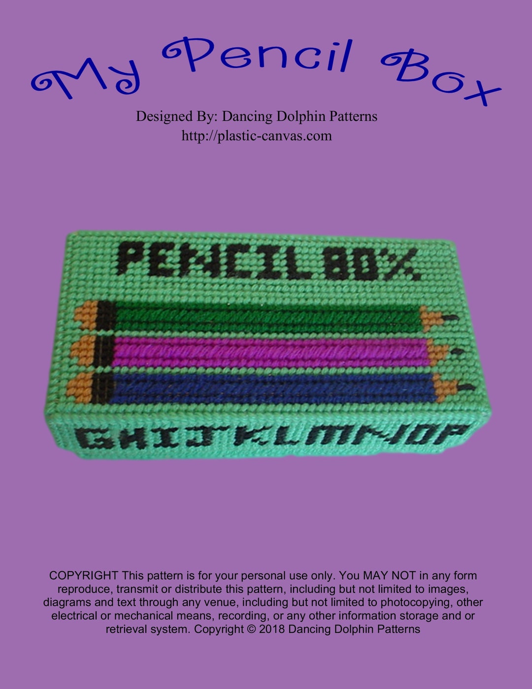 My Pencil Box | Plastic Canvas Pattern - Etsy