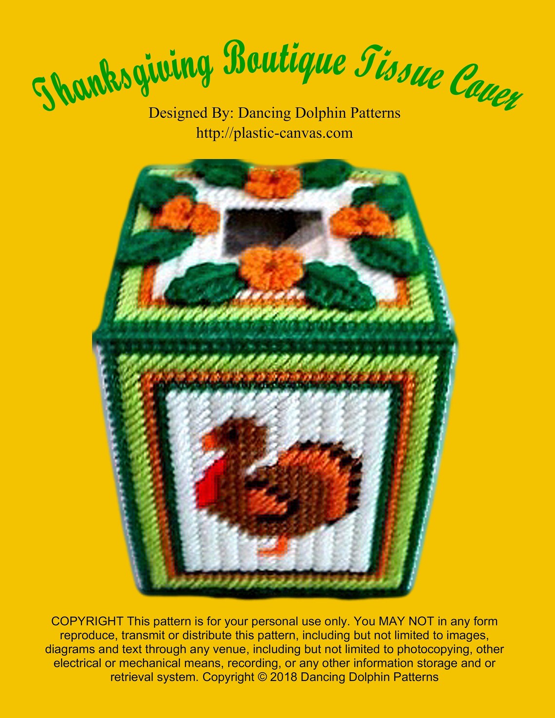 Thanksgiving Boutique Tissue Cover Plastic Canvas Pattern | Etsy