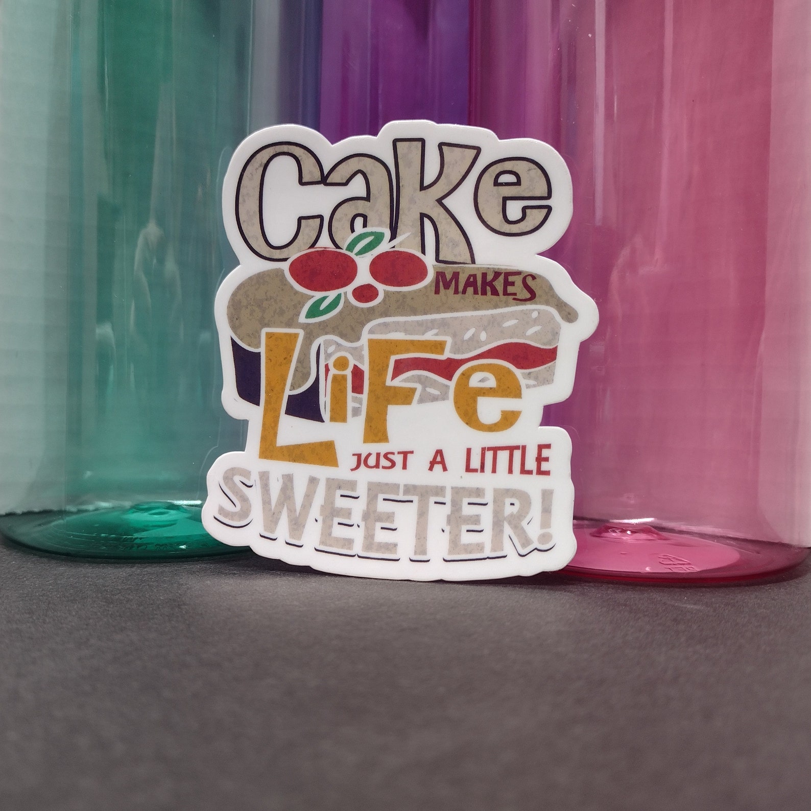 Cake Makes Life Sweeter Sticker - Waterproof Vinyl Decal - Etsy