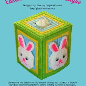 Adorable Easter Bunny Tissue Box Cover - DIY Plastic Canvas Pattern - Etsy