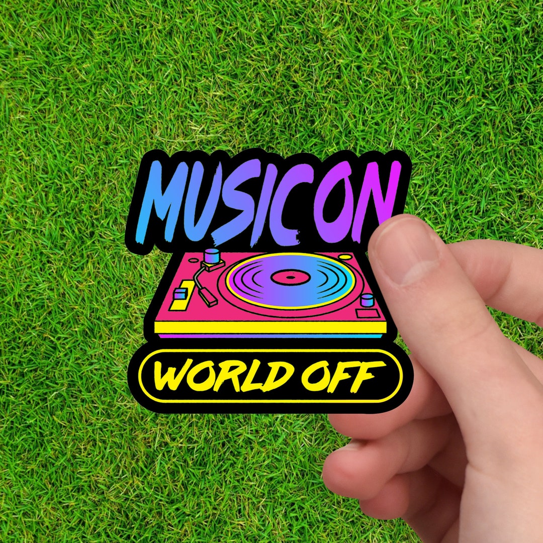 Vibrant Music on World off Sticker Dj Sticker Turntable Vinyl Design ...
