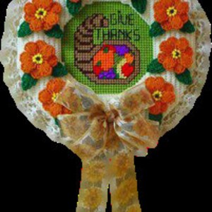 Let Us Give Thanks Door Wreath | Thanksgiving Plastic Canvas Pattern - Etsy