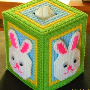 Adorable Easter Bunny Tissue Box Cover - DIY Plastic Canvas Pattern - Etsy