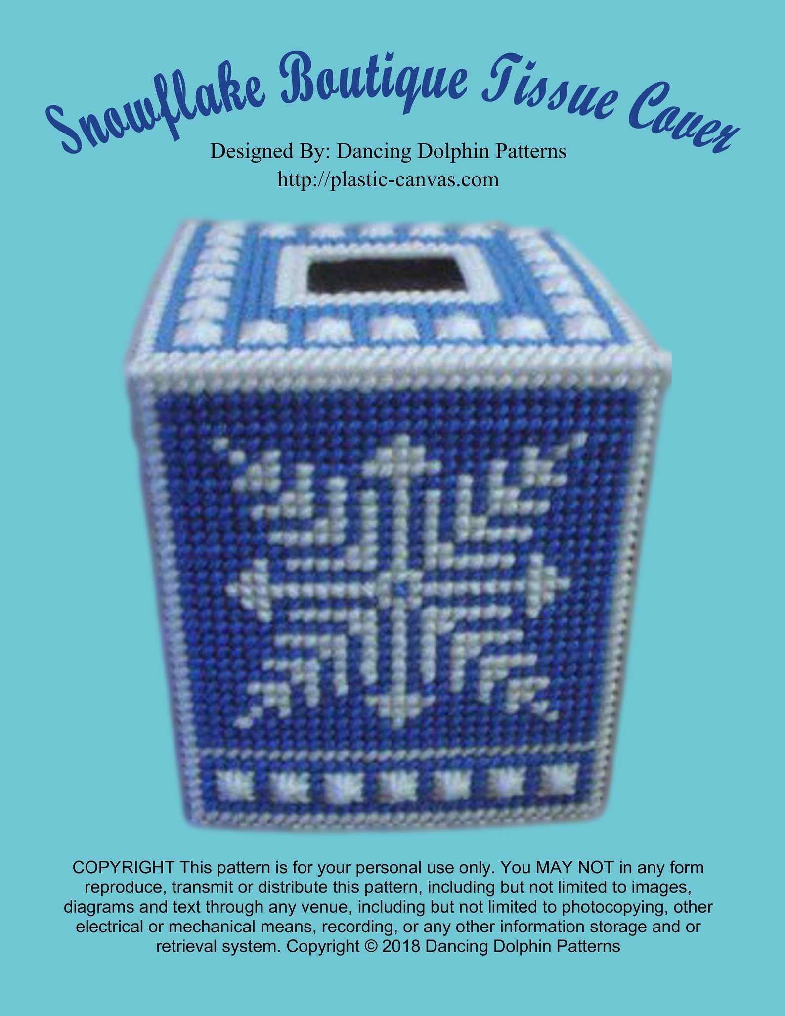 Snowflake Boutique Tissue Box Cover | Plastic Canvas Pattern - Etsy
