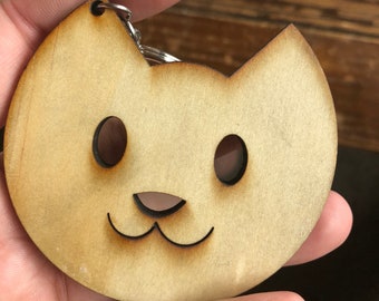 Wooden Cat Keychain Walnut Wood Animal Keychain - Etsy