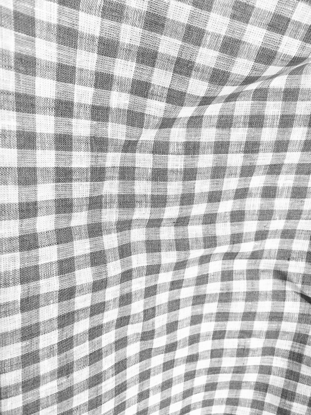 Spring Sale Linen Gingham Fabric Grey and White White 100 % - Etsy