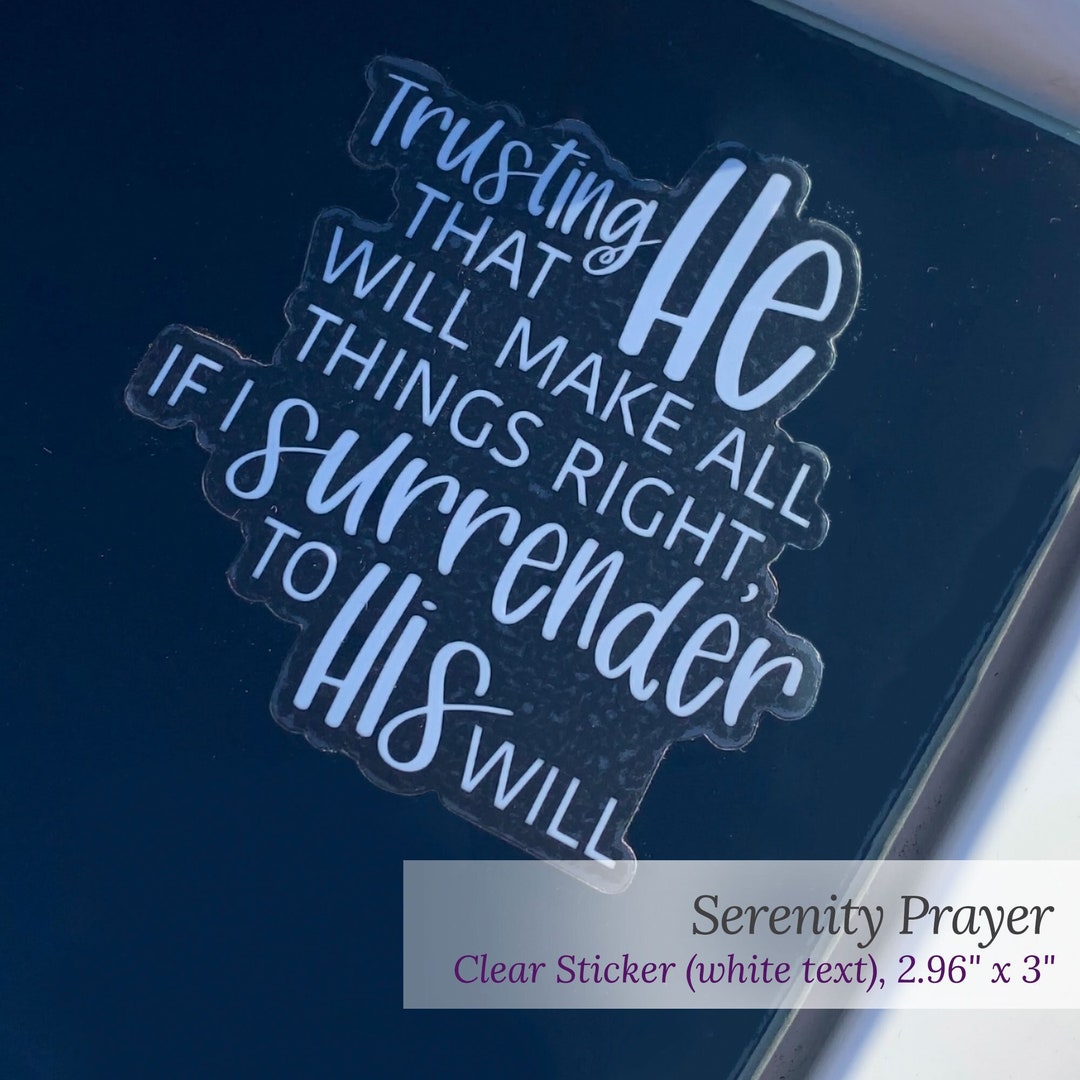 Surrender Transparent Vinyl Sticker Recovery 12 Step Trust Serenity ...