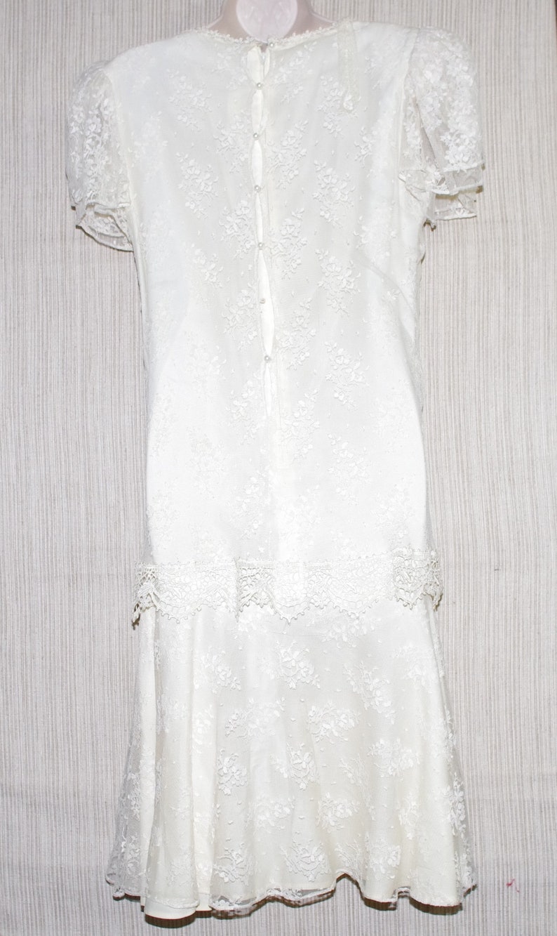 Barbara Chodos Michael Marcella Cream Ivory Short Sleeve Lace Cocktail ...