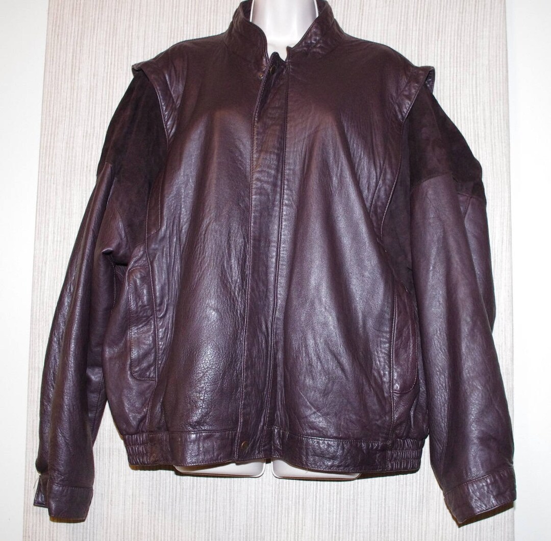 Vtg.CORTEFIEL de ESPANA Brown Leather Sedue Men Bomber Jacket Tamaño:48 ...