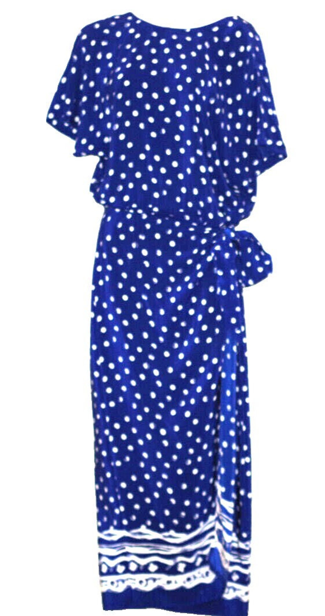 Maggy London by Kenneth Nolan Silk White Dots Short Sleeve Wrap Dress ...