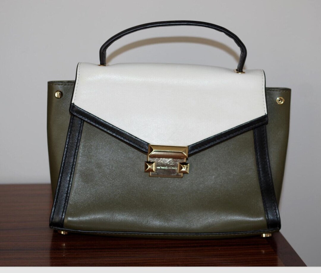 Michael Kors Whitney Medium Tri-color Leather Satchel Olive Combo Bag ...
