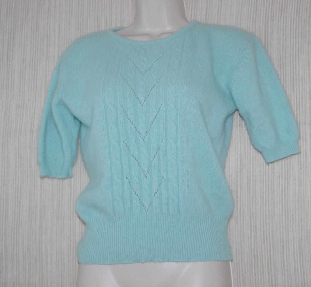 Yarnworks Blue Angora Lambswool Blue Short Sleeve Pullover Size:m - Etsy