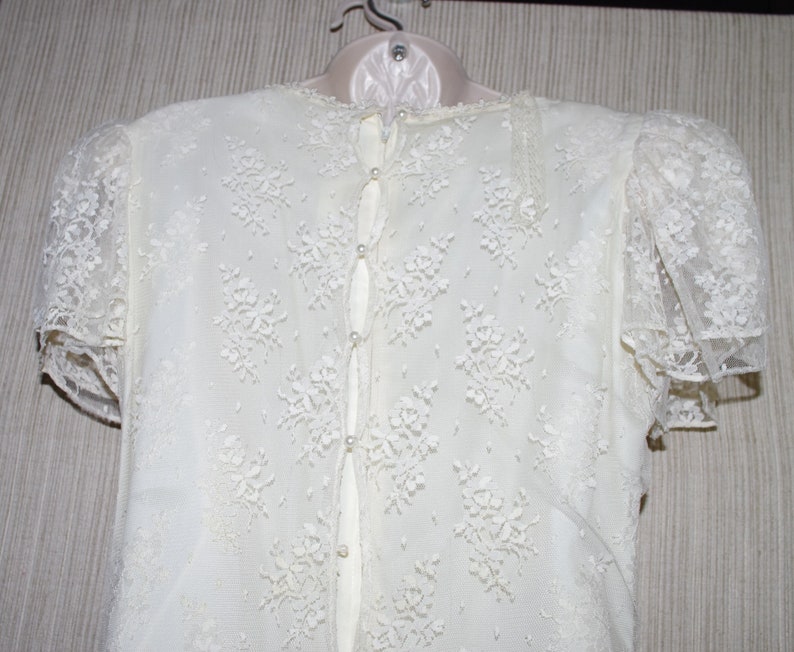 Barbara Chodos Michael Marcella Cream Ivory Short Sleeve Lace Cocktail ...