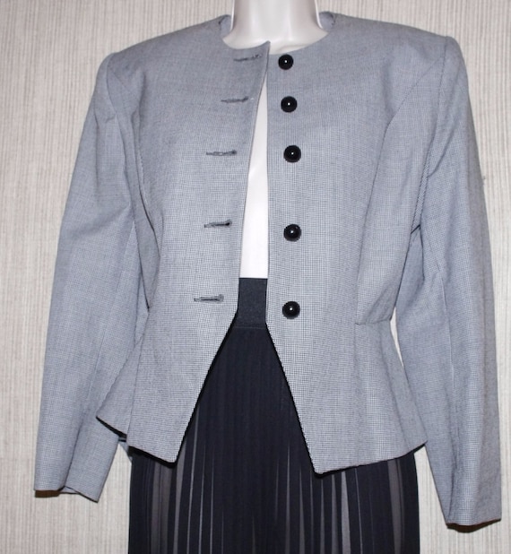 VINTAGE BERT NEWMAN Wool Black White Houndstooth Padd… - Gem