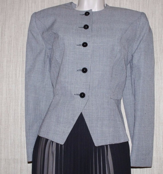 VINTAGE BERT NEWMAN Wool Black White Houndstooth Padd… - Gem