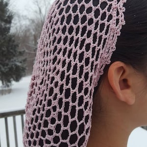 Pink Snood, Headcovering, Hair Net, Crocheted, 100% Cotton, Vintage ...