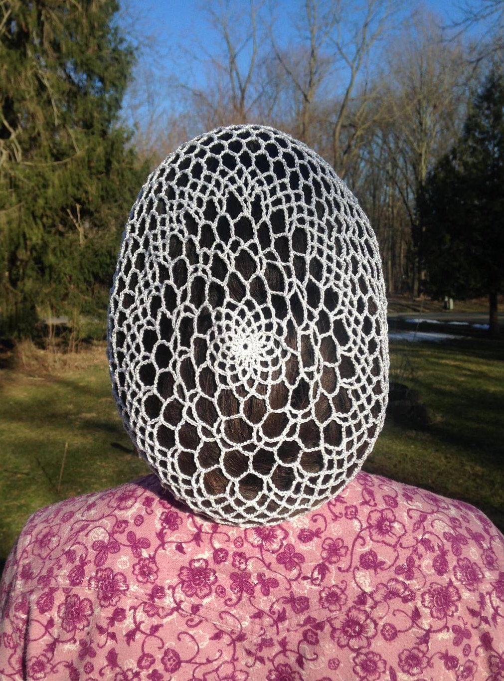 Crochet Silver White Cotton Snood, Renaissance, Vintage 1940's Style ...