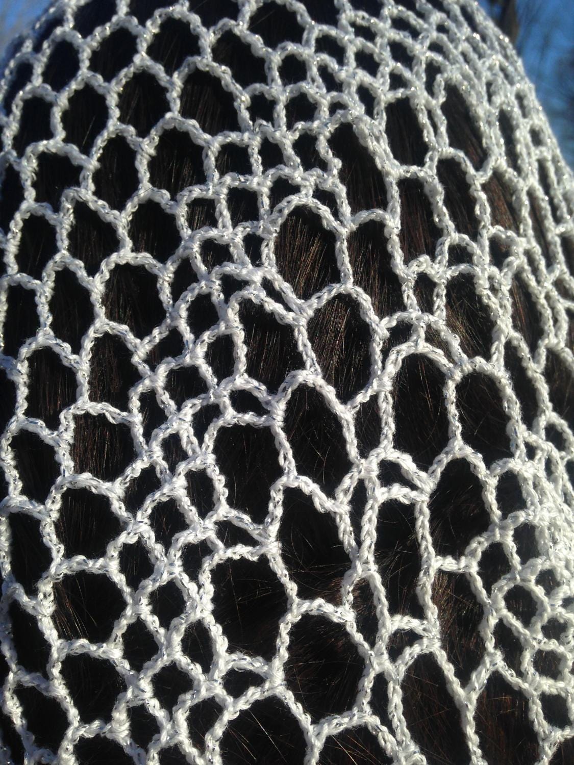 Crochet Silver White Cotton Snood, Renaissance, Vintage 1940's Style ...