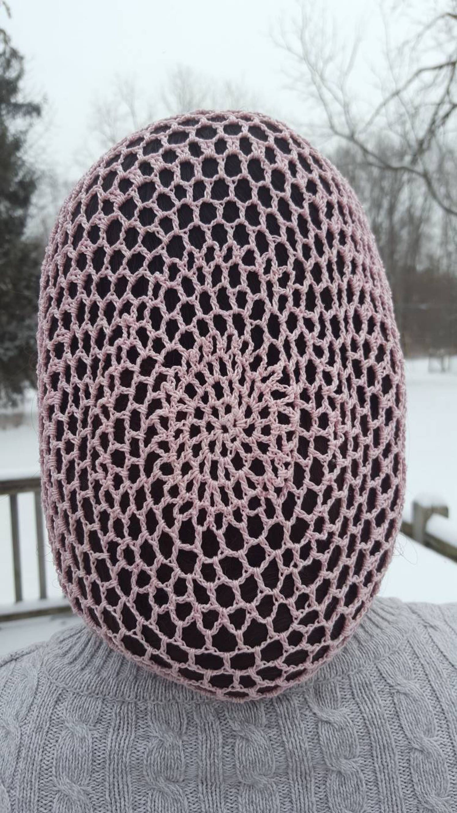 Pink Snood, Headcovering, Hair Net, Crocheted, 100% Cotton, Vintage ...