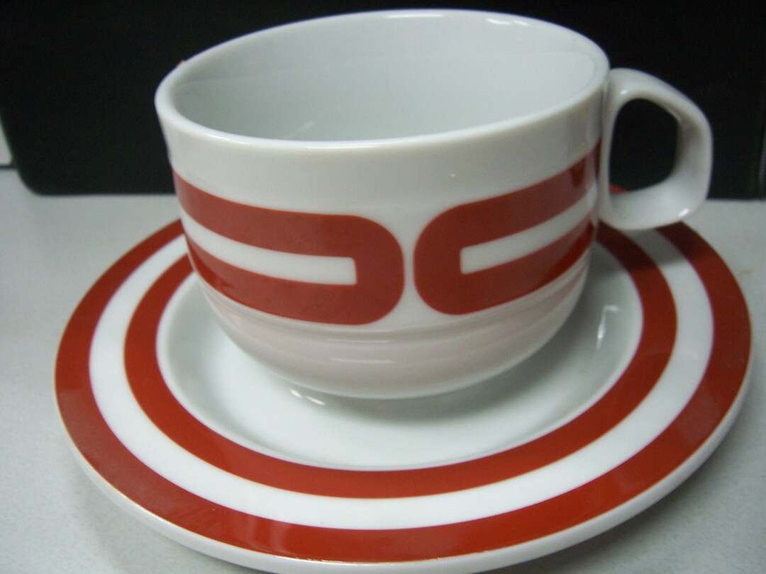 Flat Tea Cup & Saucer Set Tangent Terra Cotta by MIKASA - Etsy