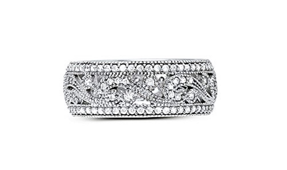 Sterling Silver High Polish Rhodium Plated Simulated Diamond - Etsy