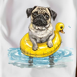 Pug PNG, Cute Summer Dog PNG, Funny Pug Floatie Sublimation, Beach Dog ...