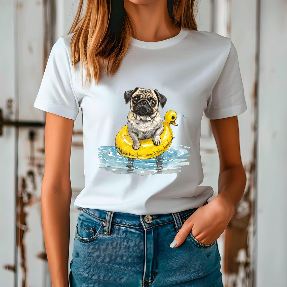 Pug PNG, Cute Summer Dog PNG, Funny Pug Floatie Sublimation, Beach Dog ...
