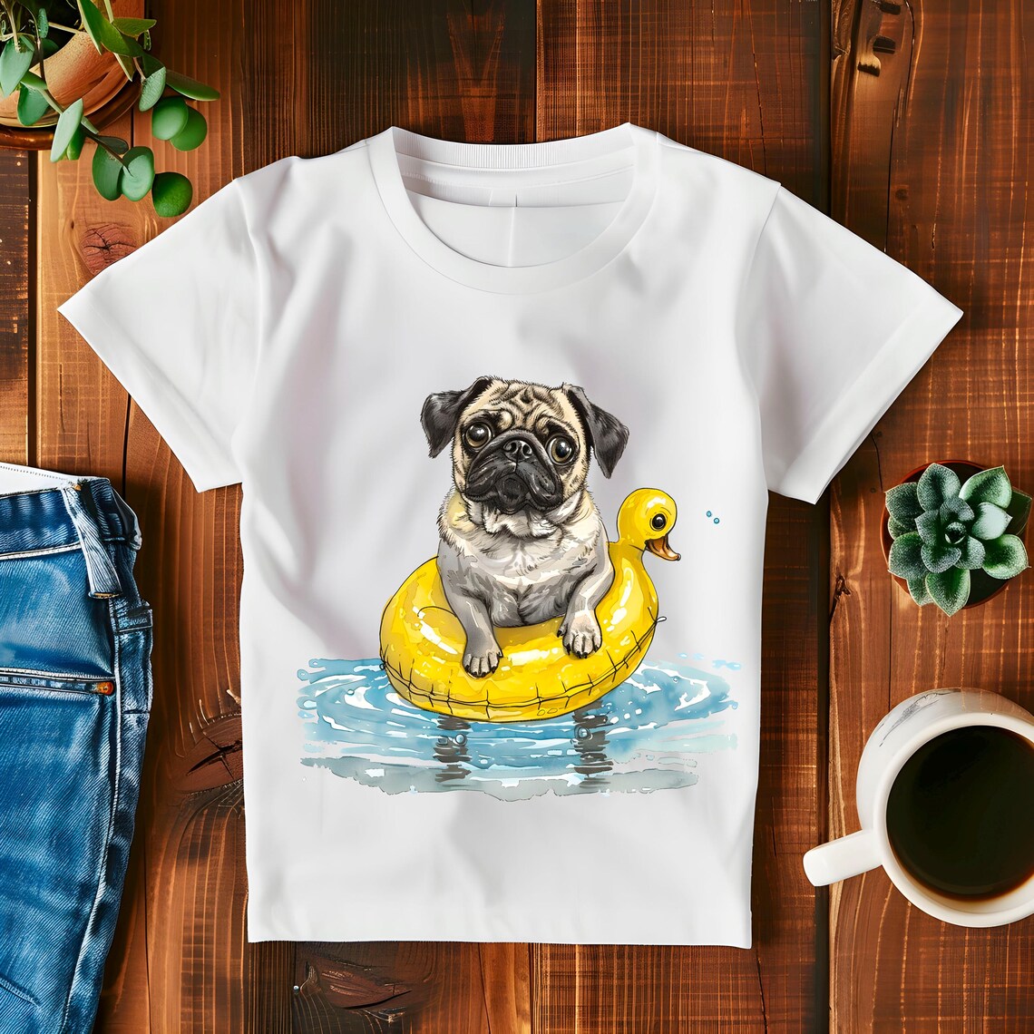 Pug PNG, Cute Summer Dog PNG, Funny Pug Floatie Sublimation, Beach Dog ...