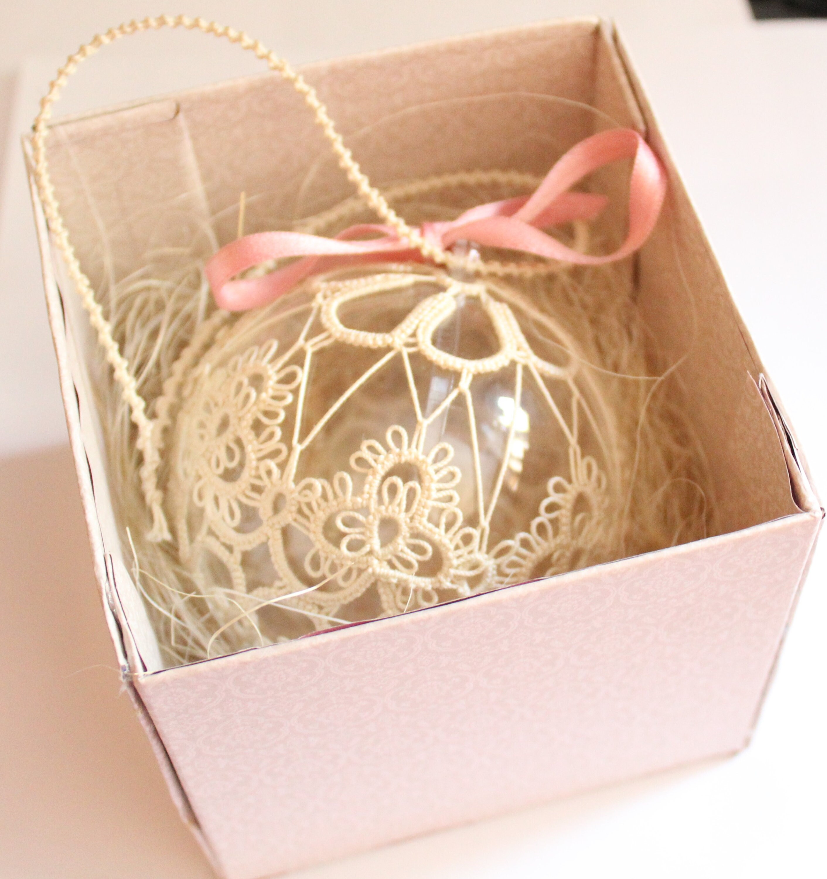 Christmas Ball Tatting Lace Ornament White-off Ecru Cream Thread Tatted ...