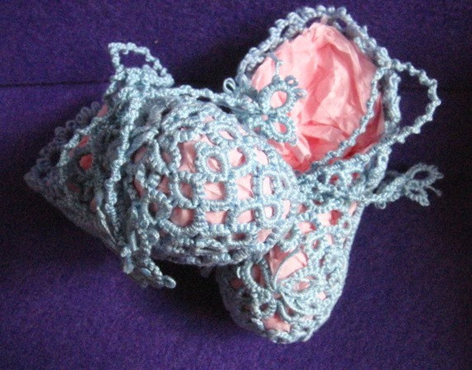 Ready to Ship TATTED BOOTIES Lace Shoes Light Blue Vintage for Newborn ...