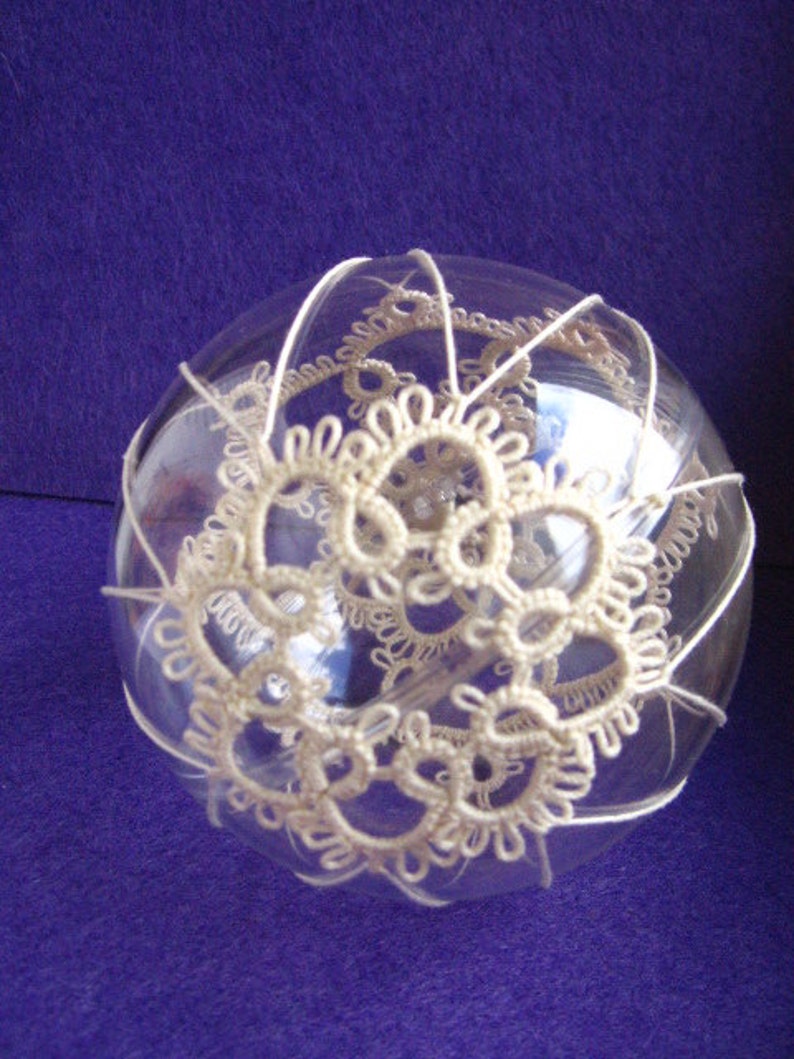 Christmas Ball Tatting Lace Ornament White-off Ecru Cream Thread Tatted ...