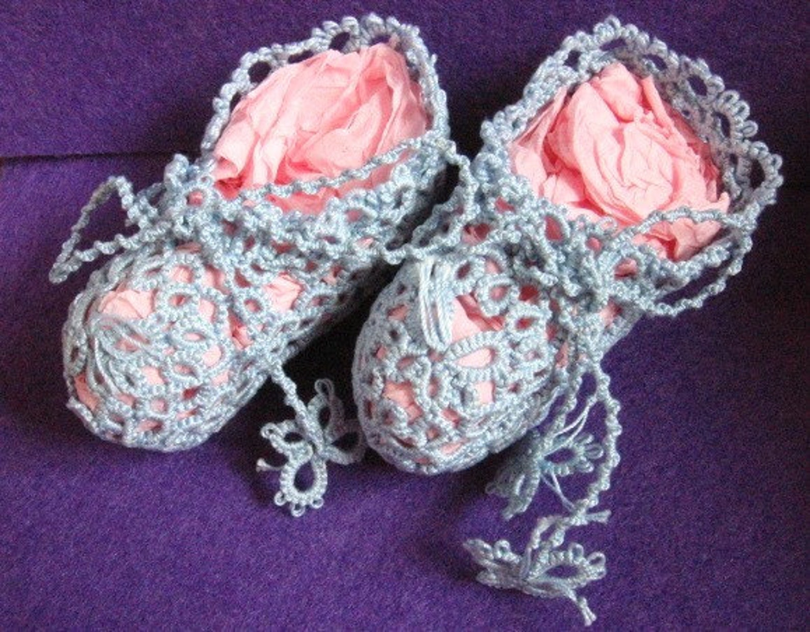 Ready to Ship TATTED BOOTIES Lace Shoes Light Blue Vintage for Newborn ...