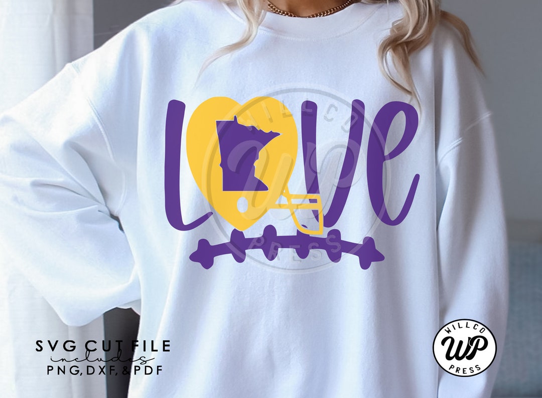 Love Minnesota Svg, Football Svg, Heart Helmet Svg, Png, Dxf, Svg Files ...