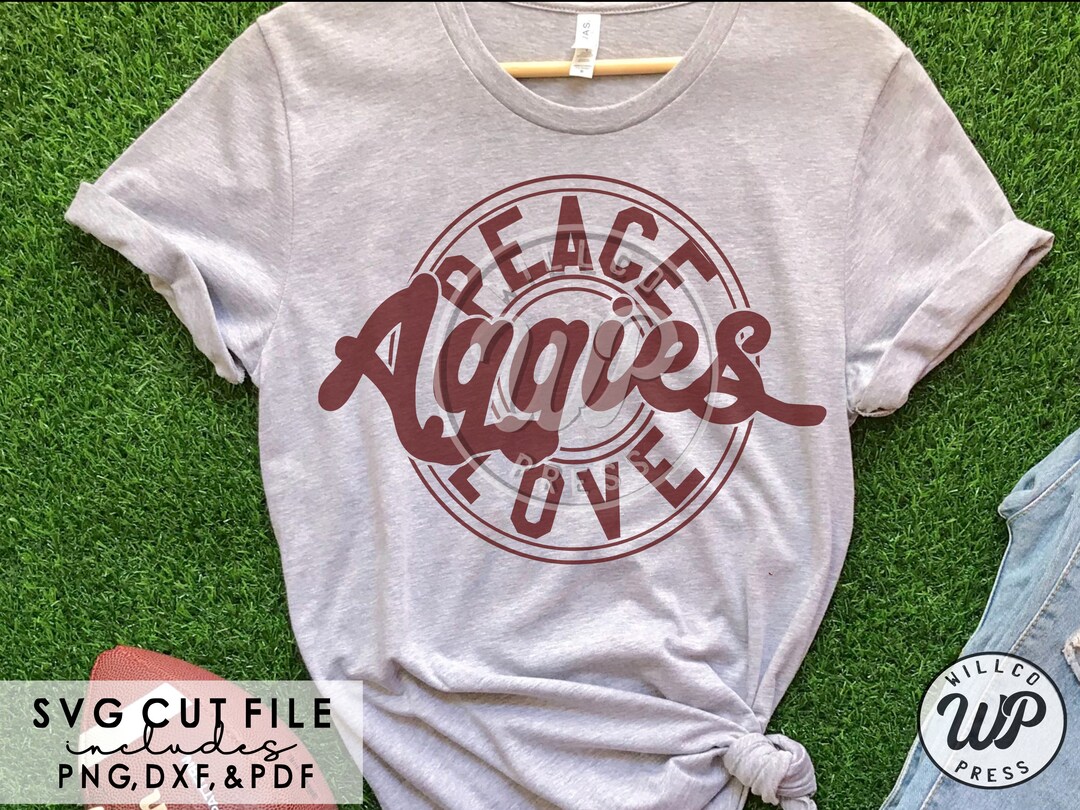 Peace Love Aggies, School Mascot Svg, , Sports Teams Clipart, Digital ...