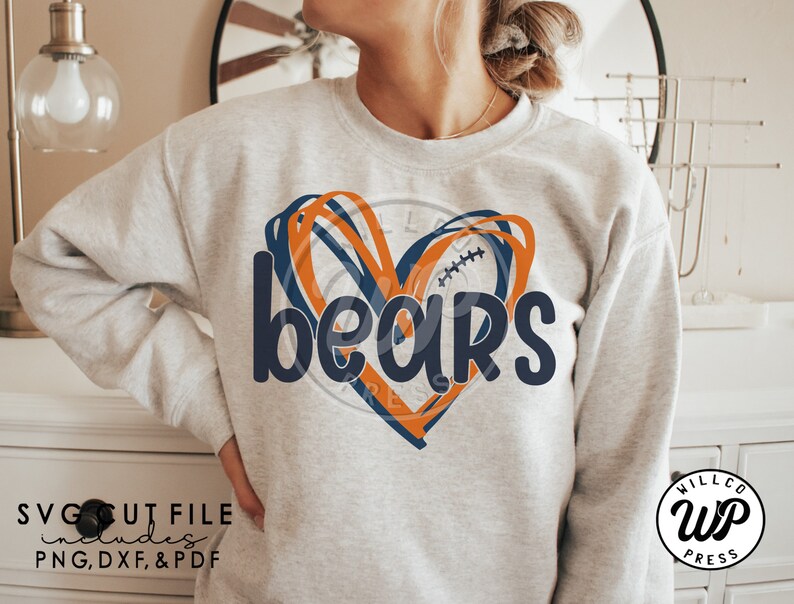 Bears Hearts Svg, Football Svg, Png, Dxf, Svg Files for Cricut, Vinyl ...