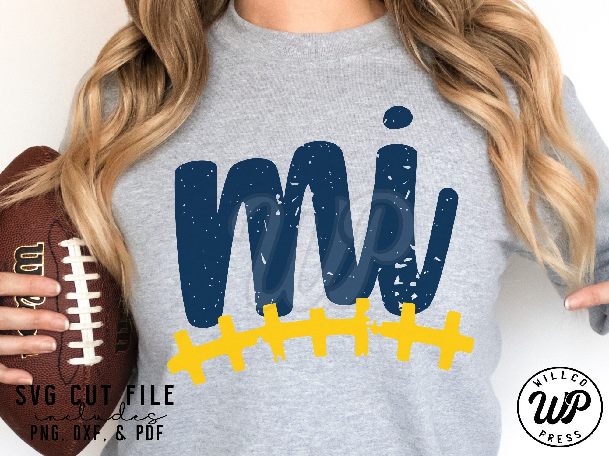 Michigan Football Svg Grunge Distressed State Abbreviation - Etsy